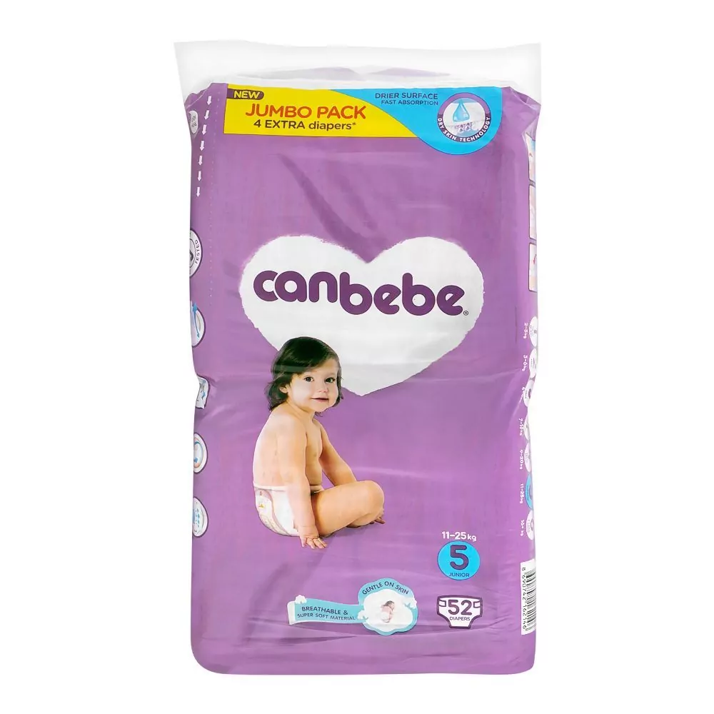 Canbebe Jumbo 5 Junior Diaper | 11-25Kg | Trusted 52-Pack | Catch N Pack