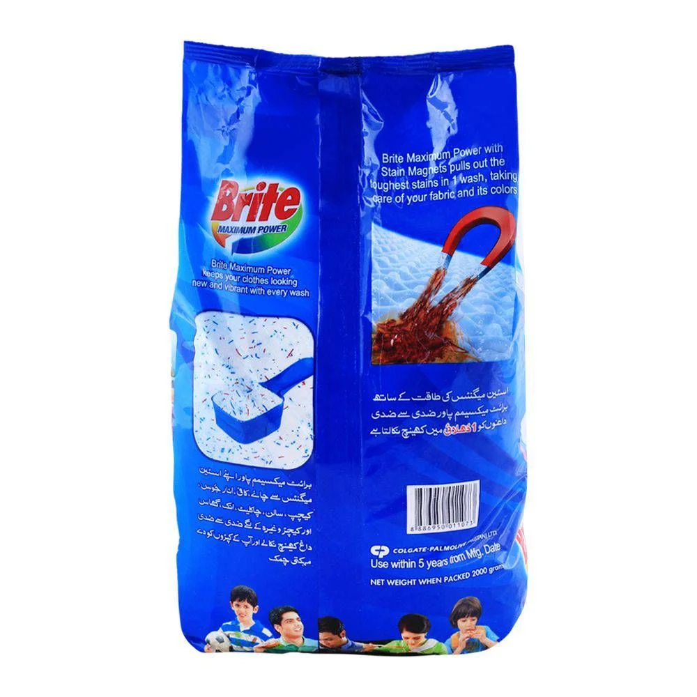 Brite Maximum Power Detergent Powder 2 KG | Advanced Formula | Catch N Pack