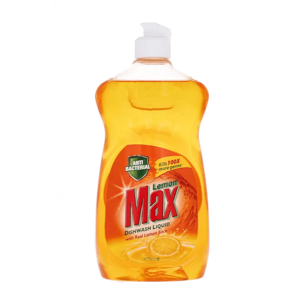 Lemon Max Dishwash Liquid Anti Bacterial, With Real Lemon Juice, 475ml ...