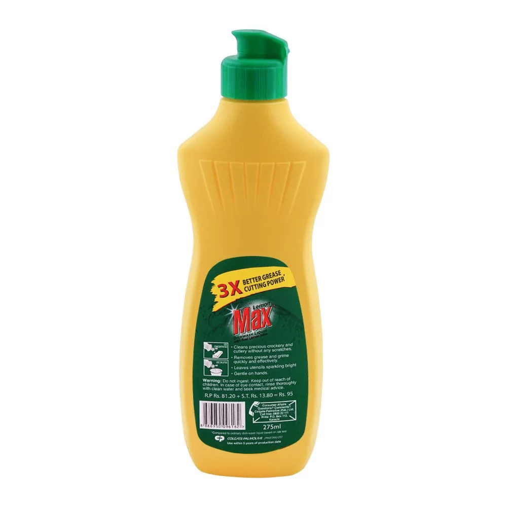 Lemon Max Dishwash Liquid, Lemon Juice, 275ml | Reliable Clean | Catch ...
