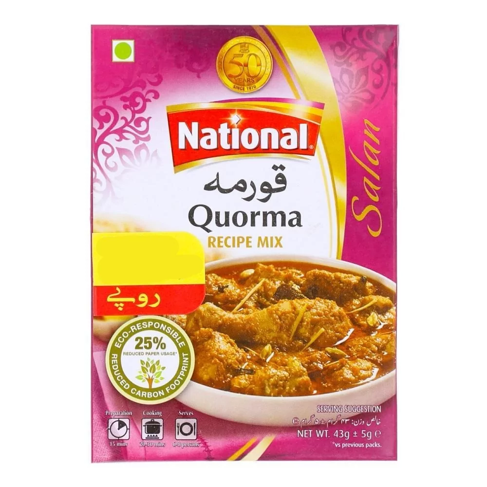 National Quorma Recipe Mix Masala 43g | Traditional Taste Unboxed ...