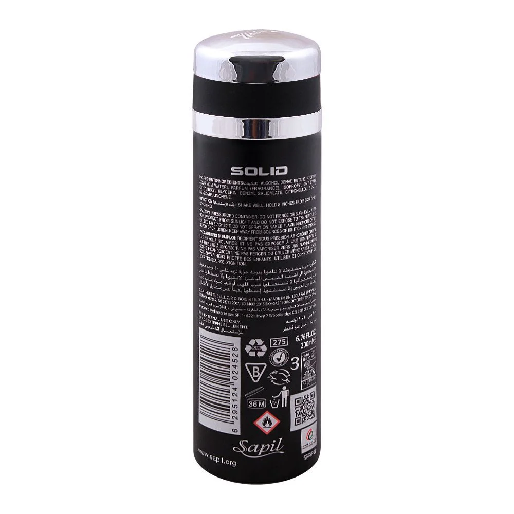 Sapil Solid Black Men Deodorant Body Spray, 200ml | Unleash Your ...