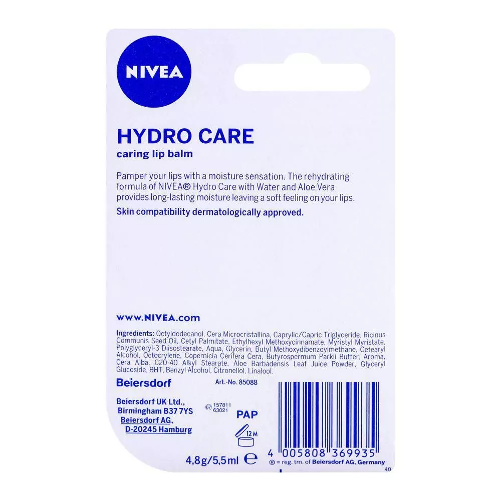 Nivea Hydro Care Lip Balm 4.8g | Supreme Lip Nourishment | Catch N Pack