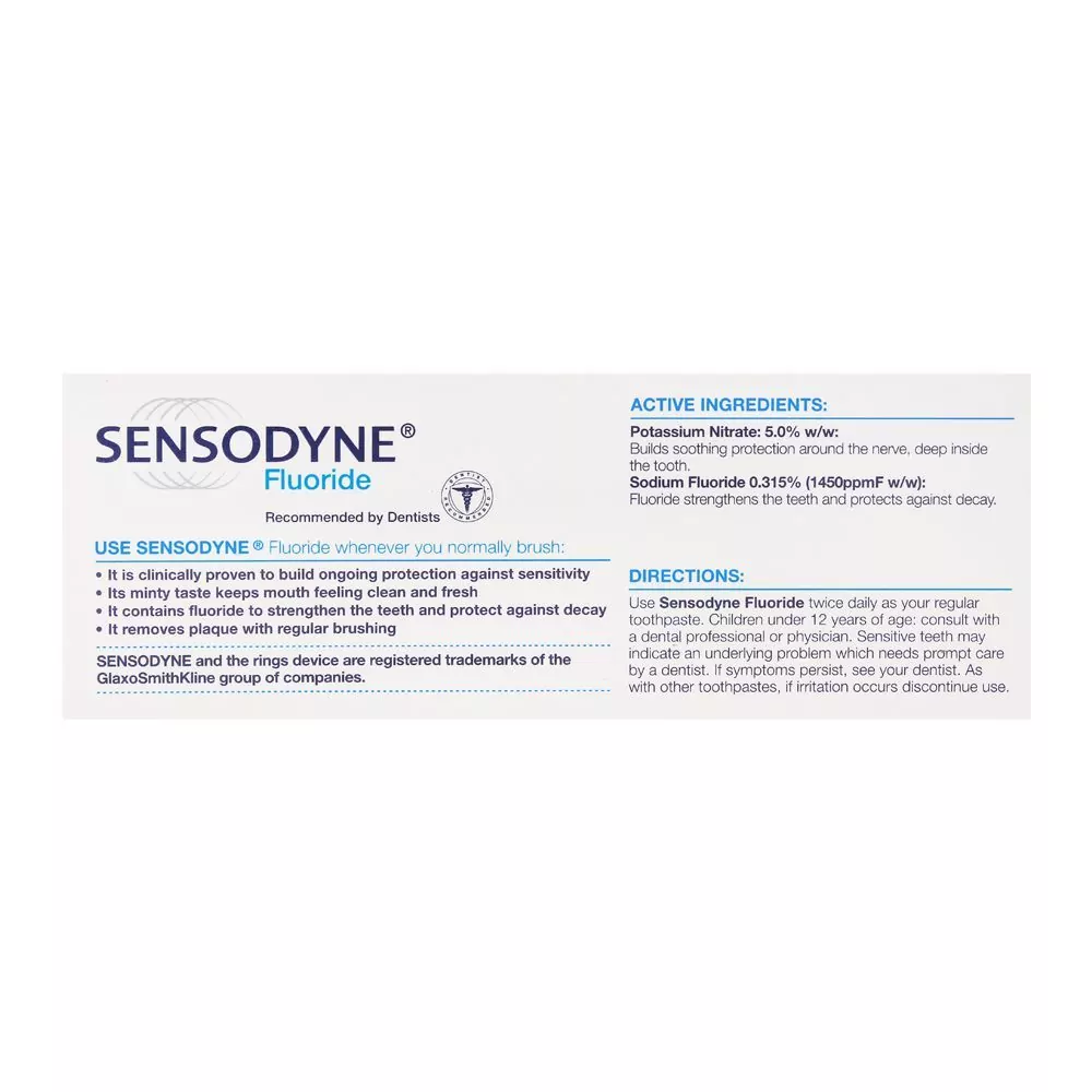 Sensodyne Fluoride Toothpaste, 100g - Efficient Alleviation For Tooth ...