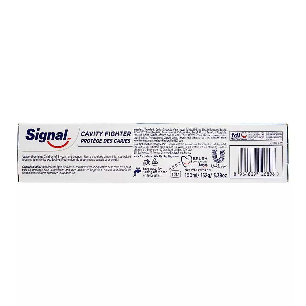 Signal Cavity Fighter Double Action Protection Toothpaste, 100ml ...